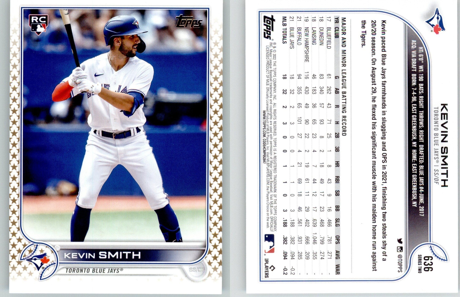 Kevin Smith 2022 Topps Gold Stars #636 Toronto Blue Jays RC Rookie | eBay