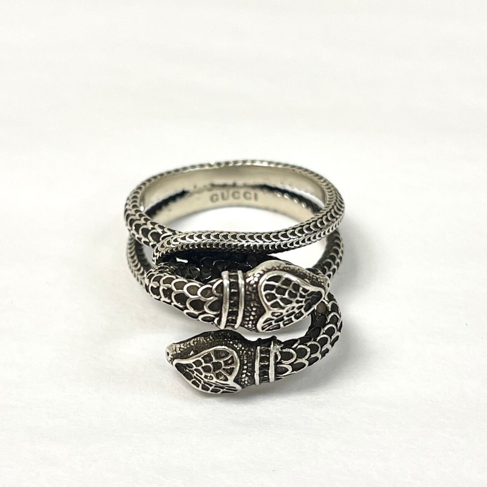 Gucci Unisex Aged Silver Garden Snake Ring IT 18/US 8.25 525177 0811 | eBay