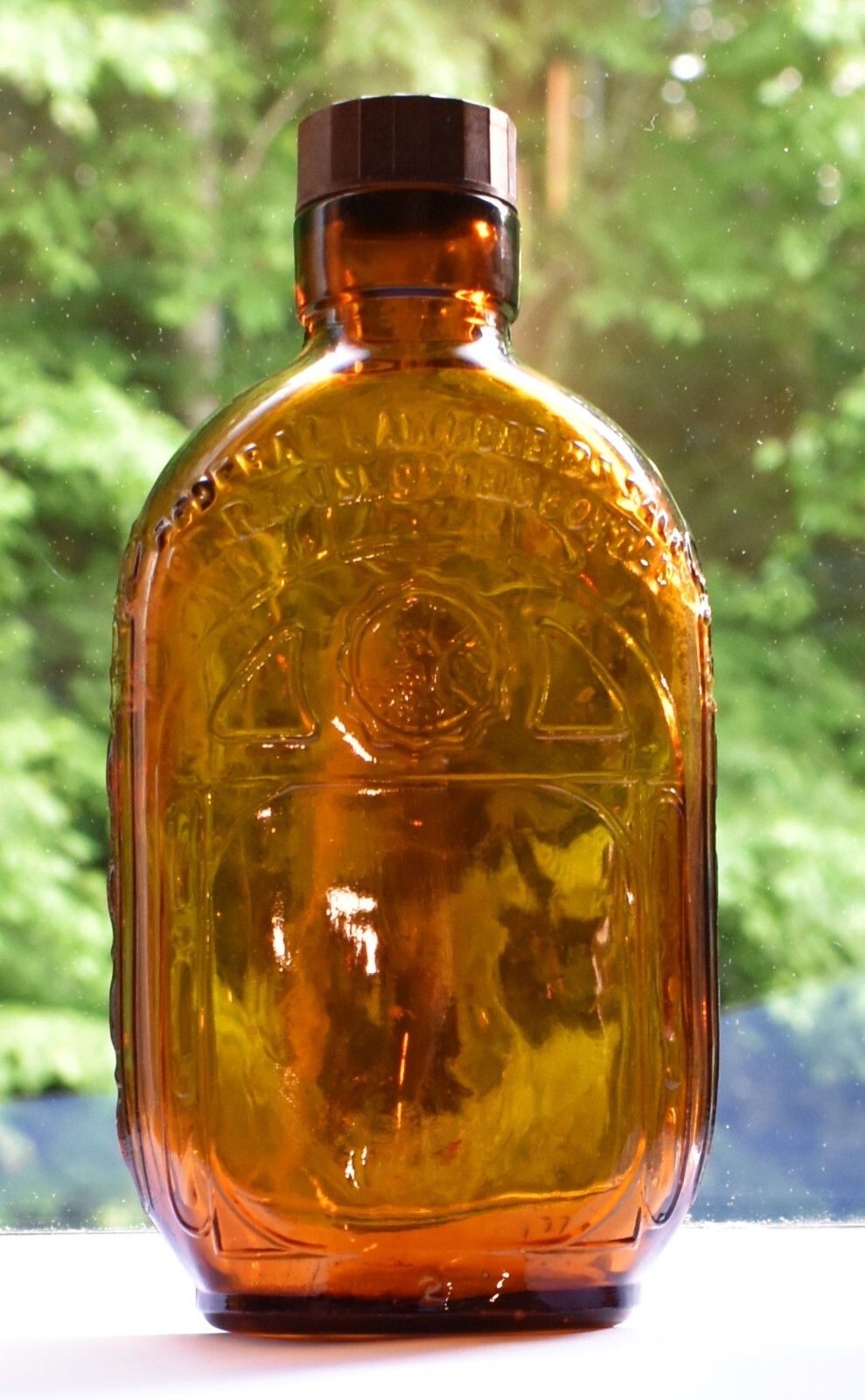Vintage Amber Glass Embossed Glass Dixie Dew Bourbon Whiskey Bottle ...