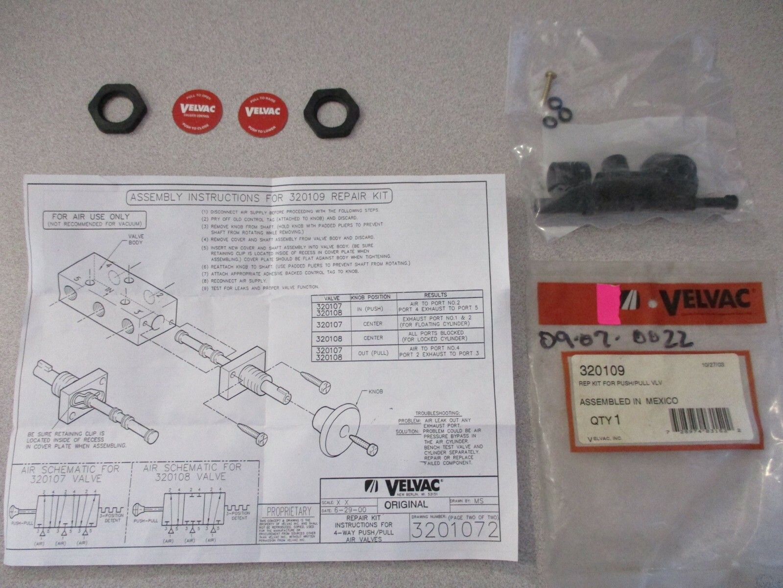 Velvac 320109 Repair Kit for Push/Pull Valve 2x for sale online | eBay