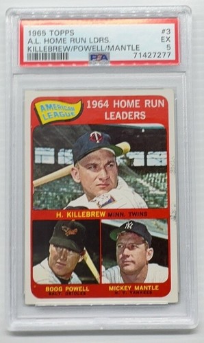 1965 Topps Harmon Killebrew Boog Powell Mickey Mantle League Leaders #3 ...