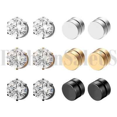 12pcs Men Women Non Piercing Ear Stud Clip On Magnetic Ear Studs ...