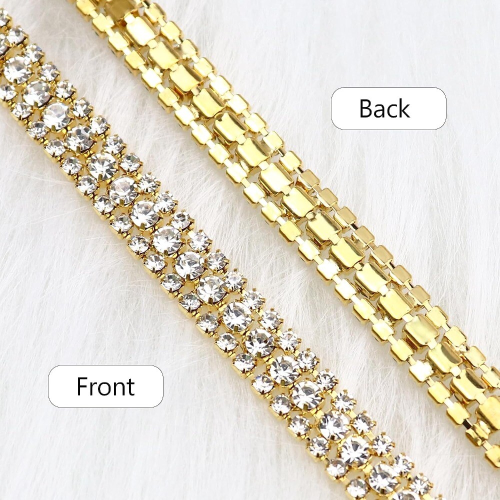 3 Rows Rhinestone Chain Crystal Rhinestone Sew on Rhinestones ...