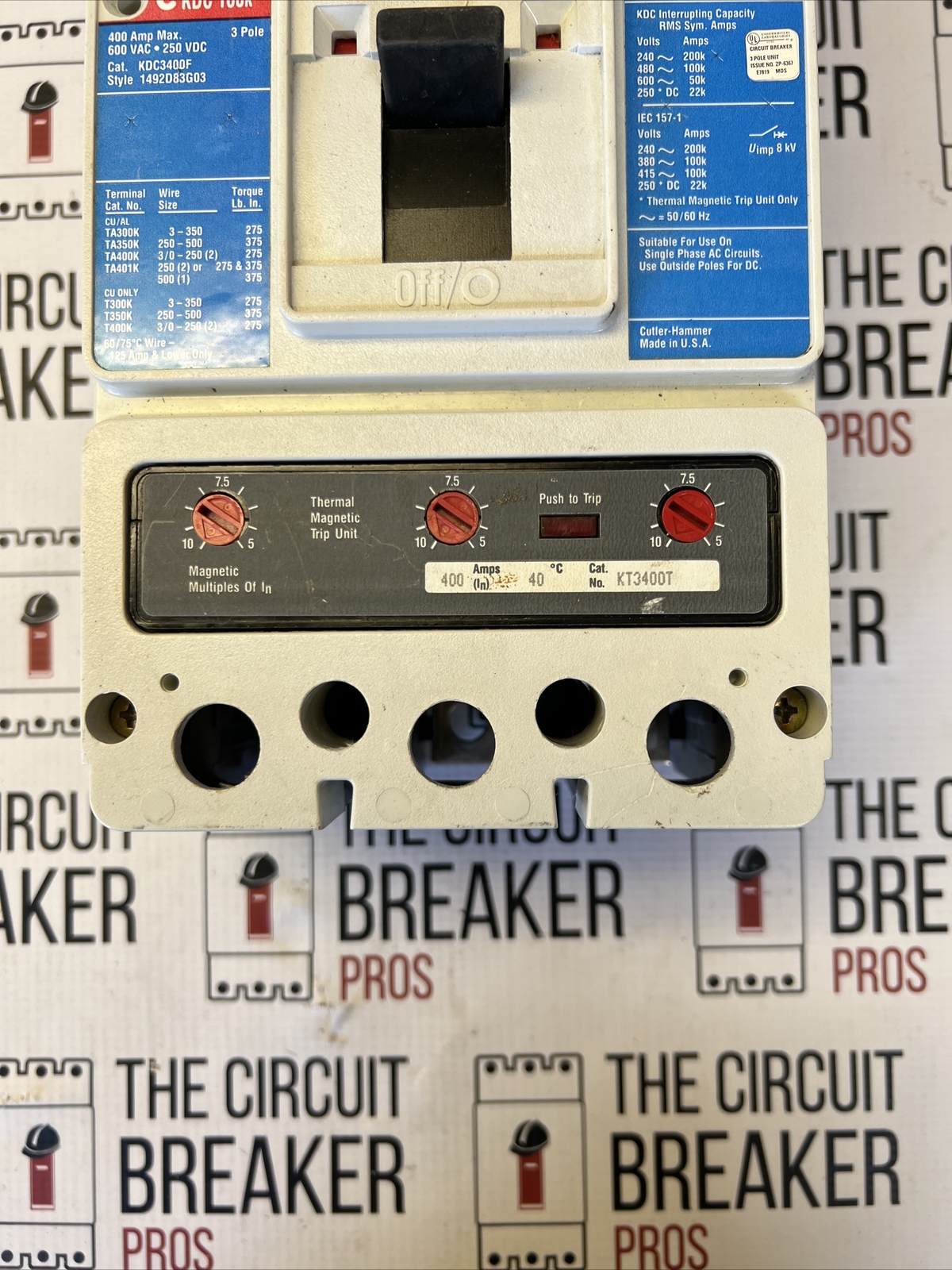 Westinghouse Circuit Breaker Series C KDC3400F 400 Amp 600 VAC 3 Pole ...