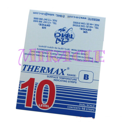 10 strips/pack For THERMAX Temperature Label 10 Level Range B 77-127°C ...
