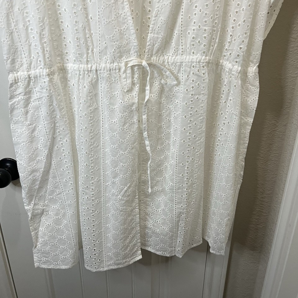 Kona Sol White Eyelet Swim Suit Cover Up Pool Beach Womens Size 1X/2X ...