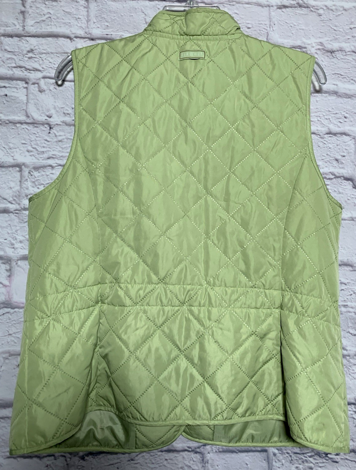 Liz Golf Green Quilted Snap Button Front Cinch Waist Vest Women's Size ...