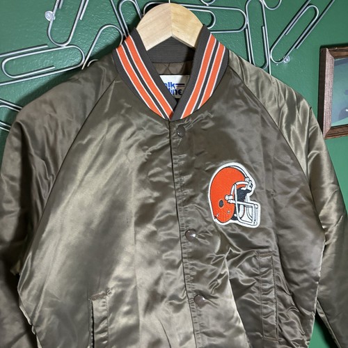 Vintage 90s Cleveland Browns Spellout Embroidered Stitch Jacket Chalk ...