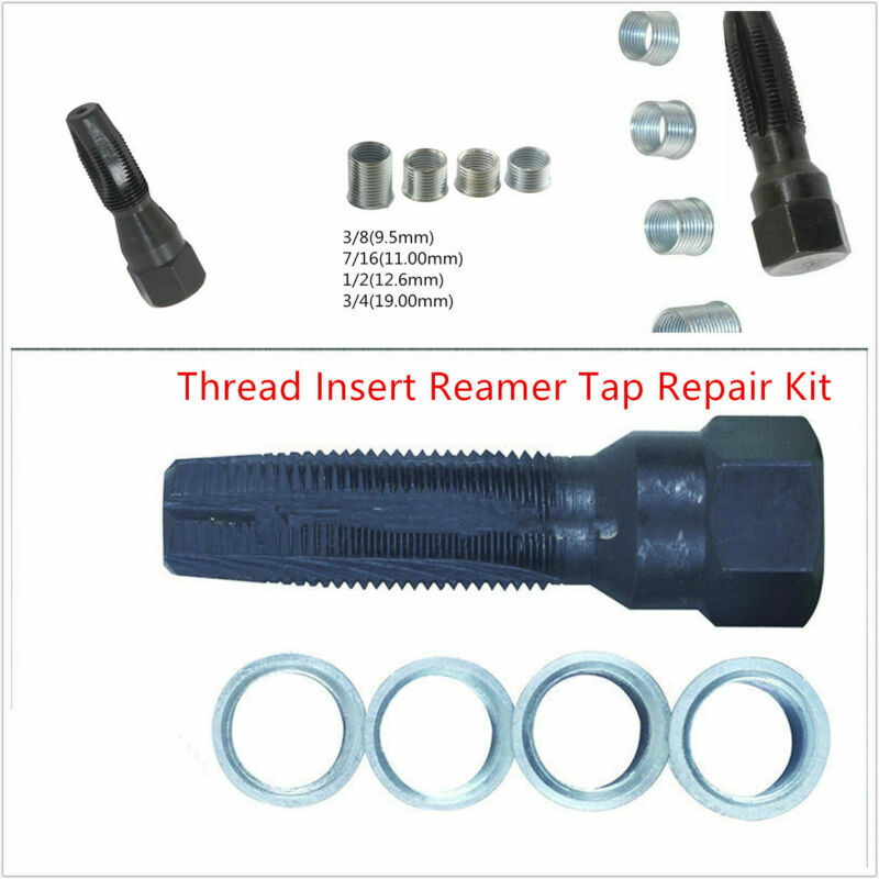 14MM Spark Plug Rethread Tool 4 Inserts Thread Reamer Tap Repair KIT ...