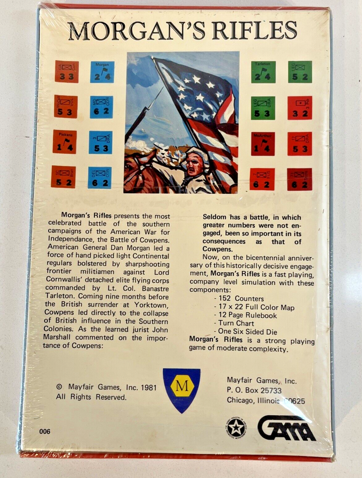 MORGAN's RIFLES Game American Revolution Battle of Cowpens Game Mayfair ...