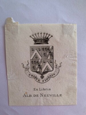 Ex-libris BOUCHELET DE NEUVILLE Albert Florent Marie D., B1687, 65 x 40 ...