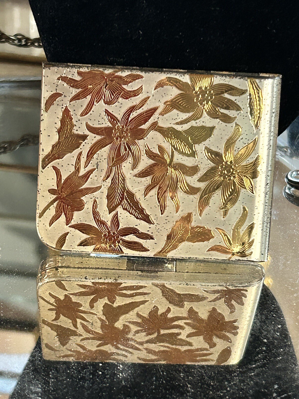 Antique Elgin American 1930s Compact Powder Mirror Case Engraved Gold ...