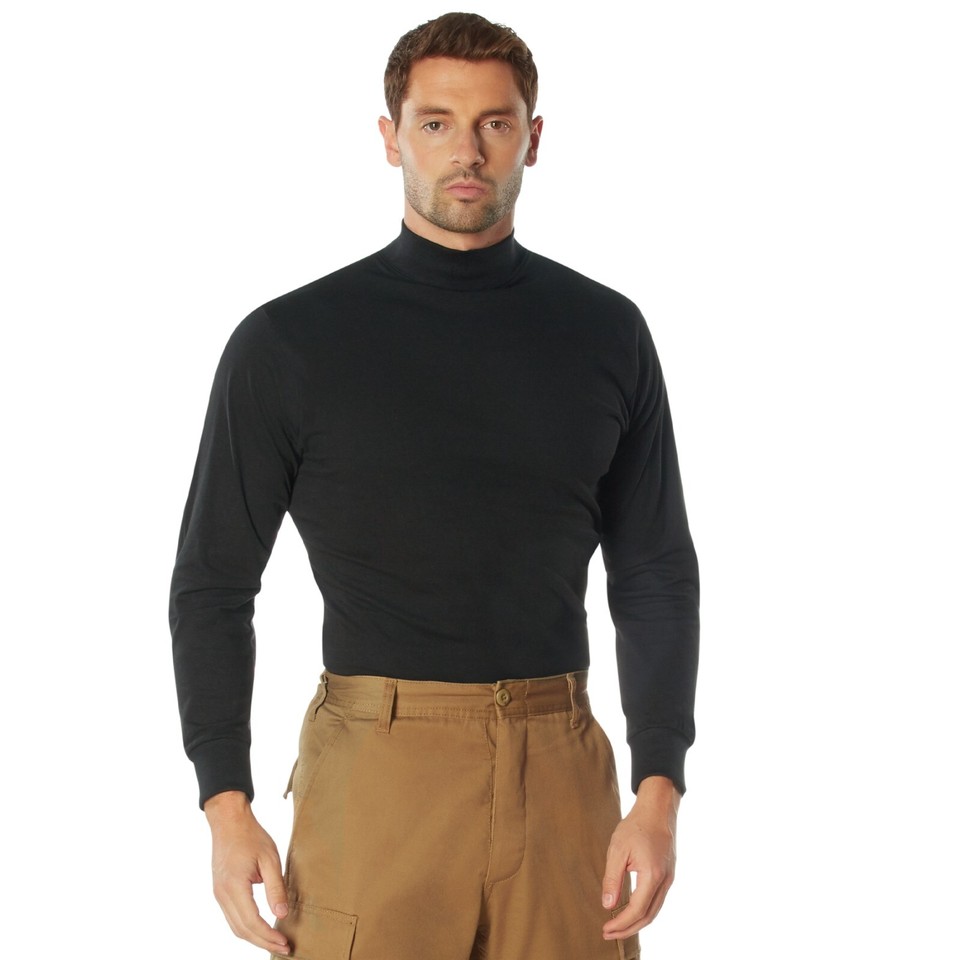 Rothco Turtleneck Warm High Collar Neck Uniform Long Sleeve Mock Shirt ...