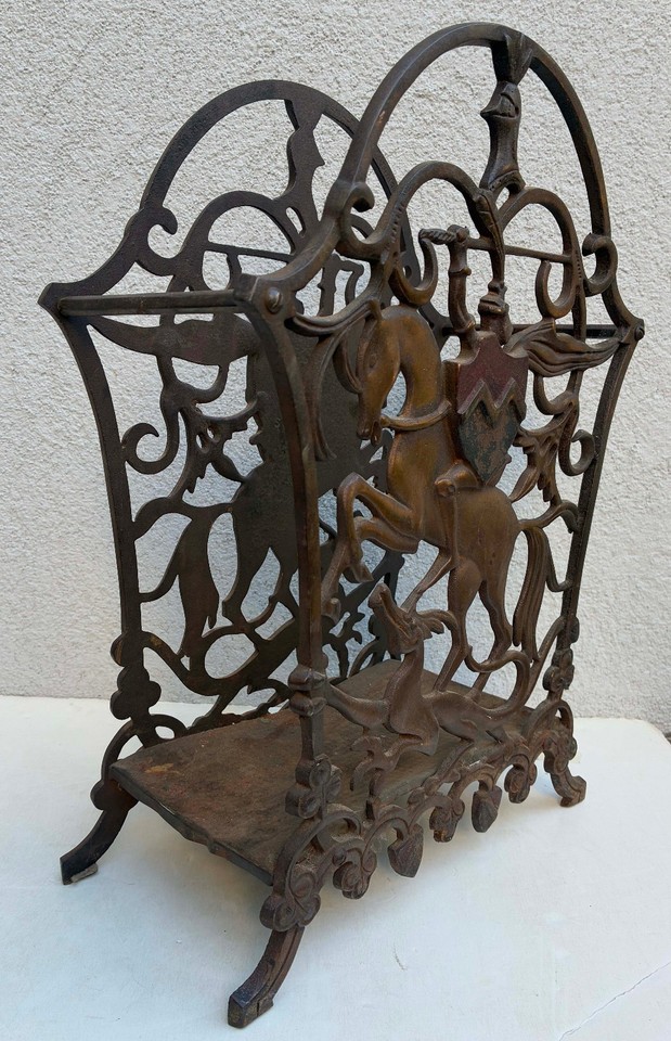 Antique Seville Art Studios Cast Iron Gladiator Deco Fishbowl Magazine ...