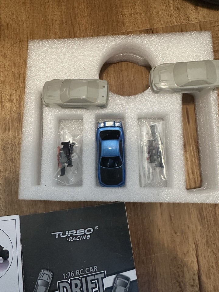 Turbo Racing 1/76 TC03 Mini Remote Control RC Drift Car C64 Blue Hardly ...