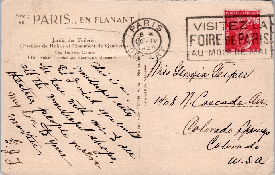 Paris France 1928 Stamped Architecture Halftone Postcard Yvon | eBay