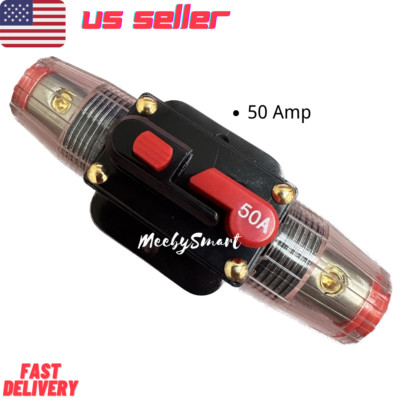 50 Amp In-Line DC Circuit Breaker Solar/Audio/Car/RV 50A/50AMP Fuse 12V ...