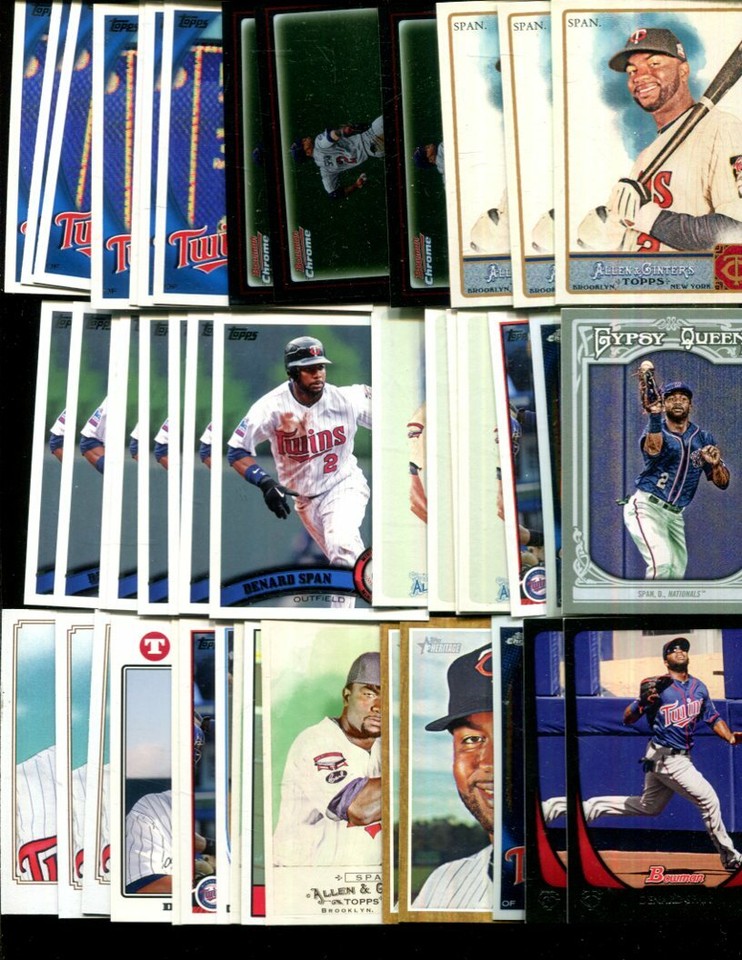 DENARD SPAN BULK LOT OF 100 BASEBALL CARDS TWINS NATIONALS TAMPA ...