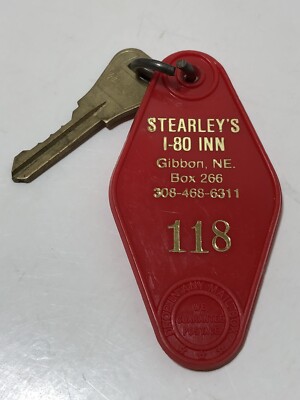 Vintage STEARLEYS I-80 INN Hotel / Motel Room Key and RED Fob - GIBBON ...