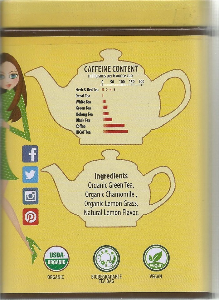 BREW LA LA ORGANIC Chamomile Lemon GREEN TEA 50 STRING TEA BAGS EXP 07/ ...