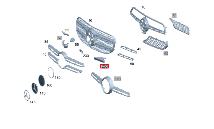 2019-2020 Mercedes-Benz GLE W167 Front Radiator Grille AMG Badge ...