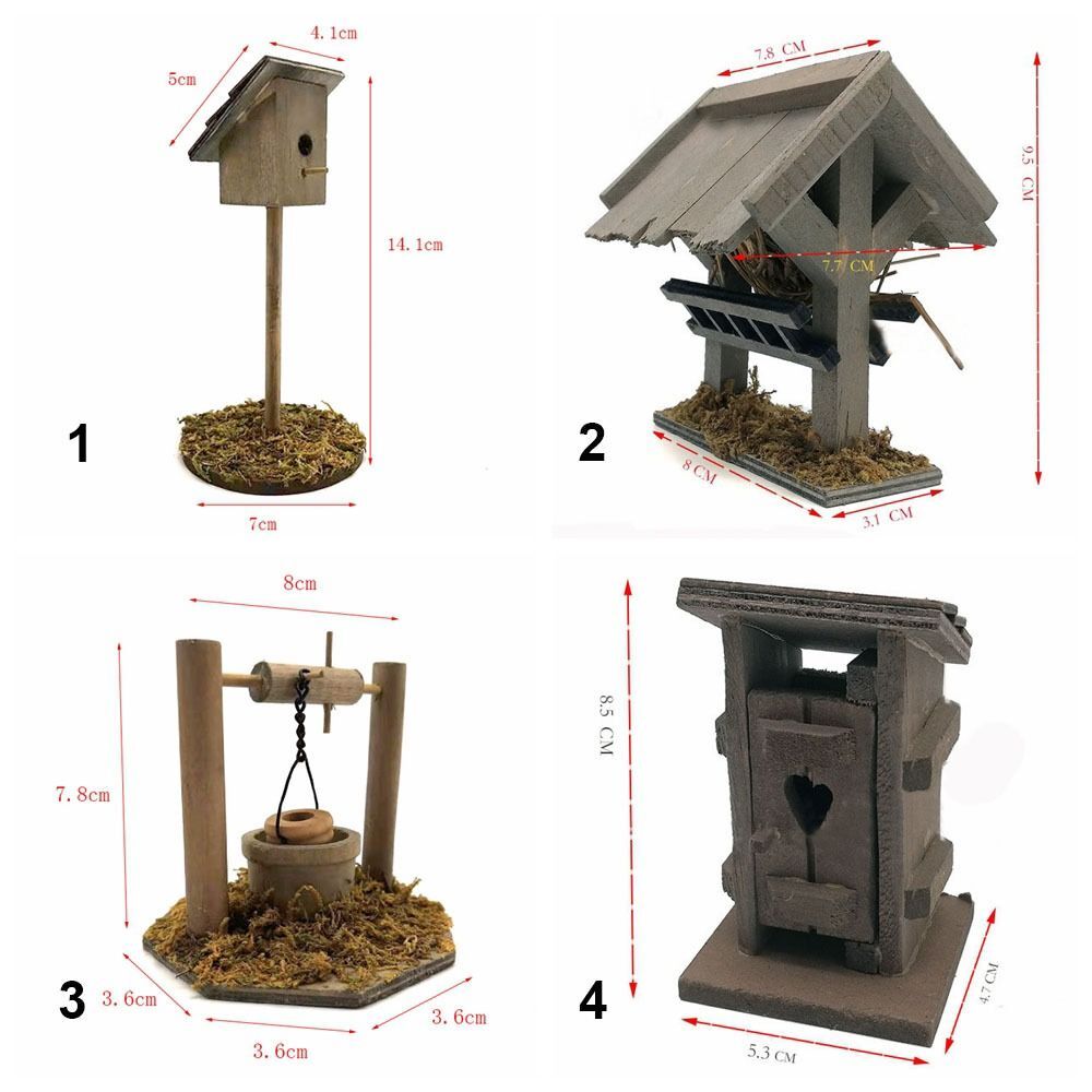 Wood Miniature Manger Figurine Dolls Accessories Simulation Birdhouse ...