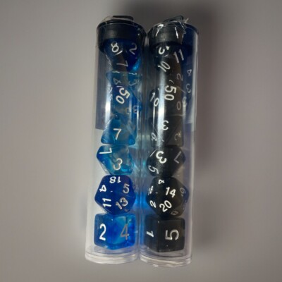 Geeknet D20 Translucent Blue / Black 7-Dice Sets Dungeons and Dragons ...