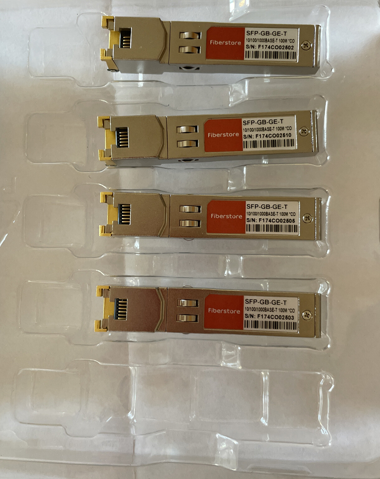 Lot of 2-Fiberstore | SFP-GB-GE-T | 1000Base-T SFP 100m Transceiver ...