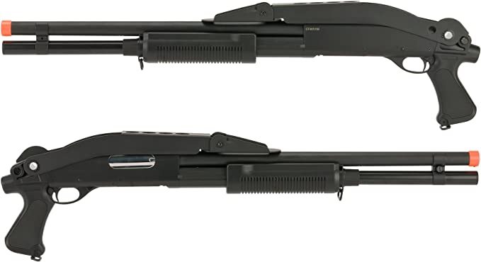 Evike CYMA M870 3-Round Burst Multi-Shot Shell Airsoft Shotgun (Folding ...