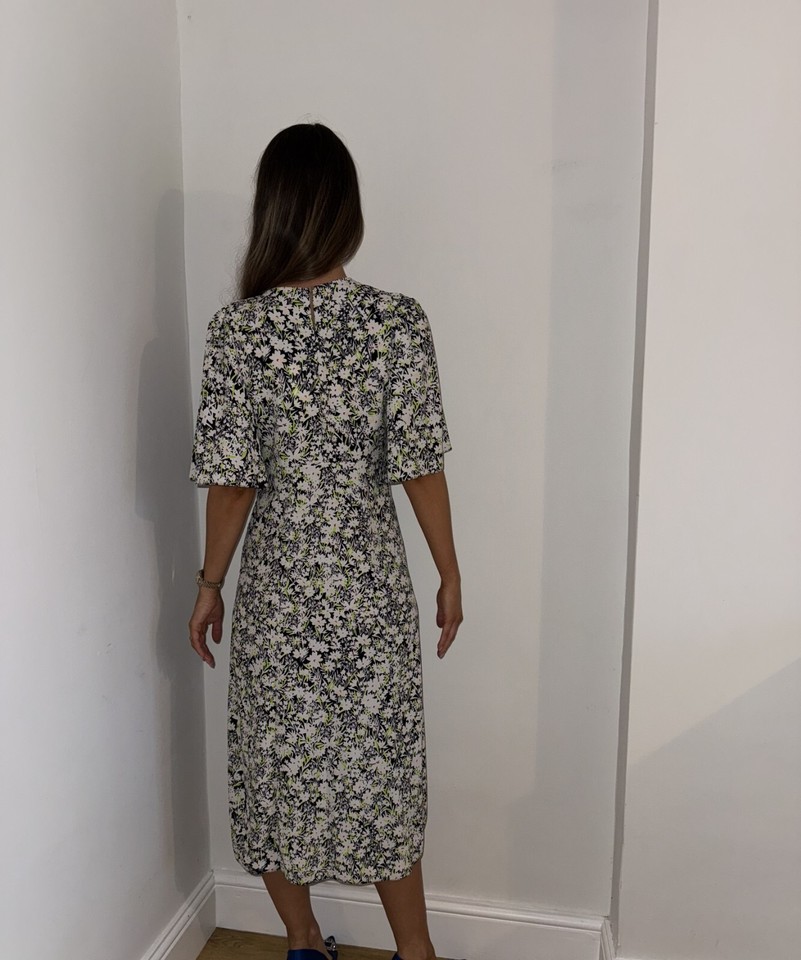 Brand New Wallis Lemon Floral Print Flutter Sleeve Tea Dress Size 10-20 ...