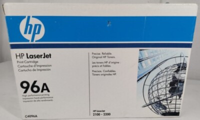 HP 96A C4096A Black Toner Cartridge LaserJet 2100 / 2200 Genuine - NEW ...