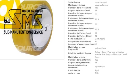 ROUE STABILISATRICE 150 48 mm LINDE FENWICK GERBEUR L10 L12 L14 L16 ...