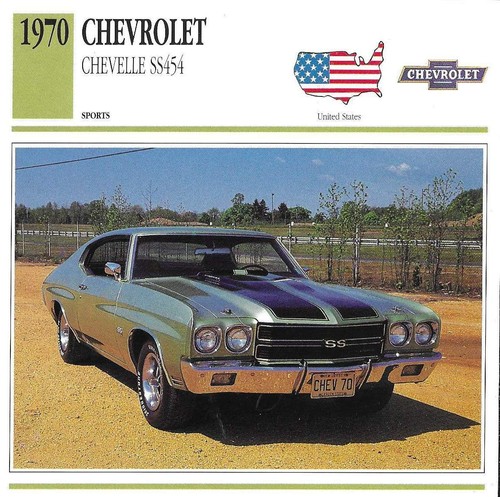 Edito Service photo card 1970 CHEVROLET CHEVELLE SS 454 Spec Sheet car ...