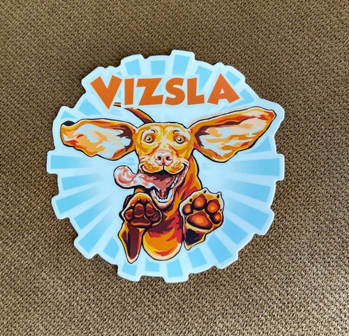 Happy Hungarian Vizsla puppy dog sticker pack 4.5" & 3" decals & magnet ...