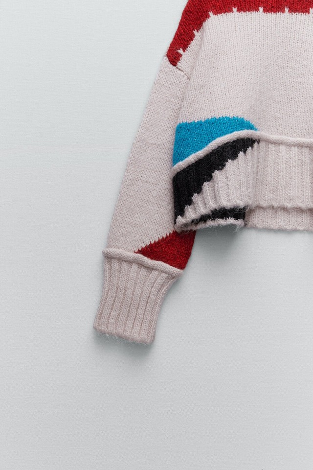 Zara Colorblock Knit Sweater 5802/109 SZ S | eBay
