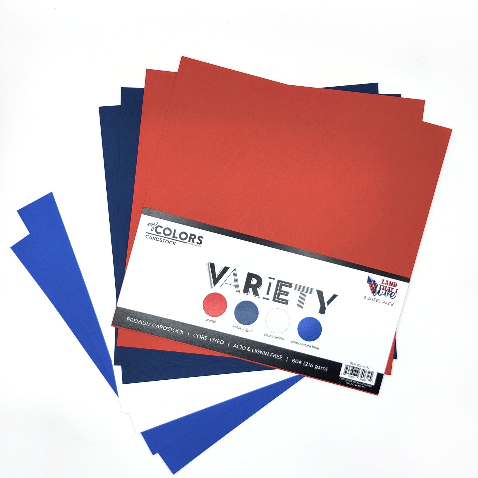 PP 12X12 Paper Pack Solids 80# Cardstock Land That I Love Red White ...