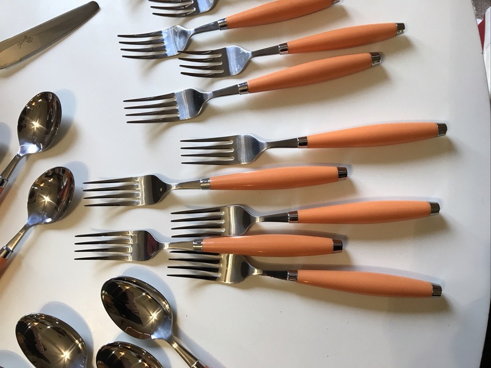 21 Pieces Fiesta Ware Silverware Round Orange Handles Homer Laughlin ...