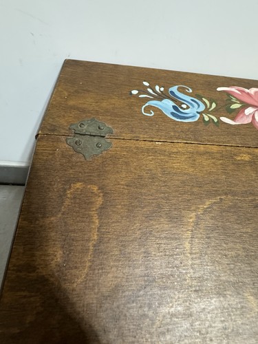 Vintage Wooden Slant Top Lectern Writing Stationary Lap Desk Box Art ...