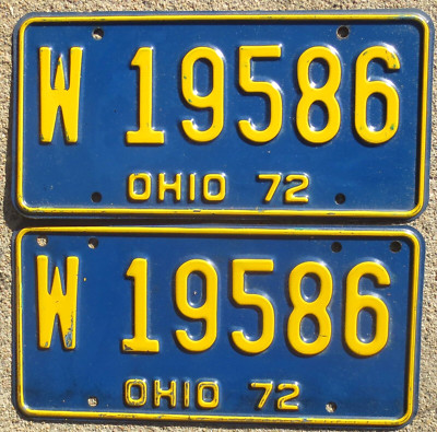 1972 Ohio License Plate Number Tag PAIR Plates | eBay