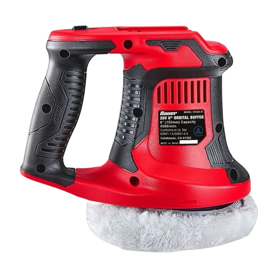 BAUER 20V Cordless Orbital Polisher Buffer 6” 4500 RPM Car Detailing ...