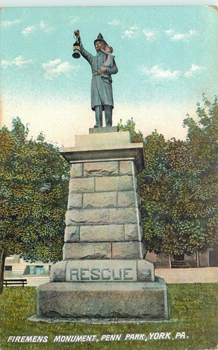 Postcard York Pennsylvania Firemen's Monument Divided C. 1910 Unposted ...