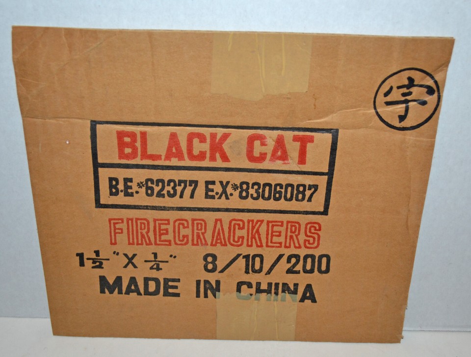 2 Vintage Black Cat Chinese Firecracker Box Panels Fireworks China | eBay