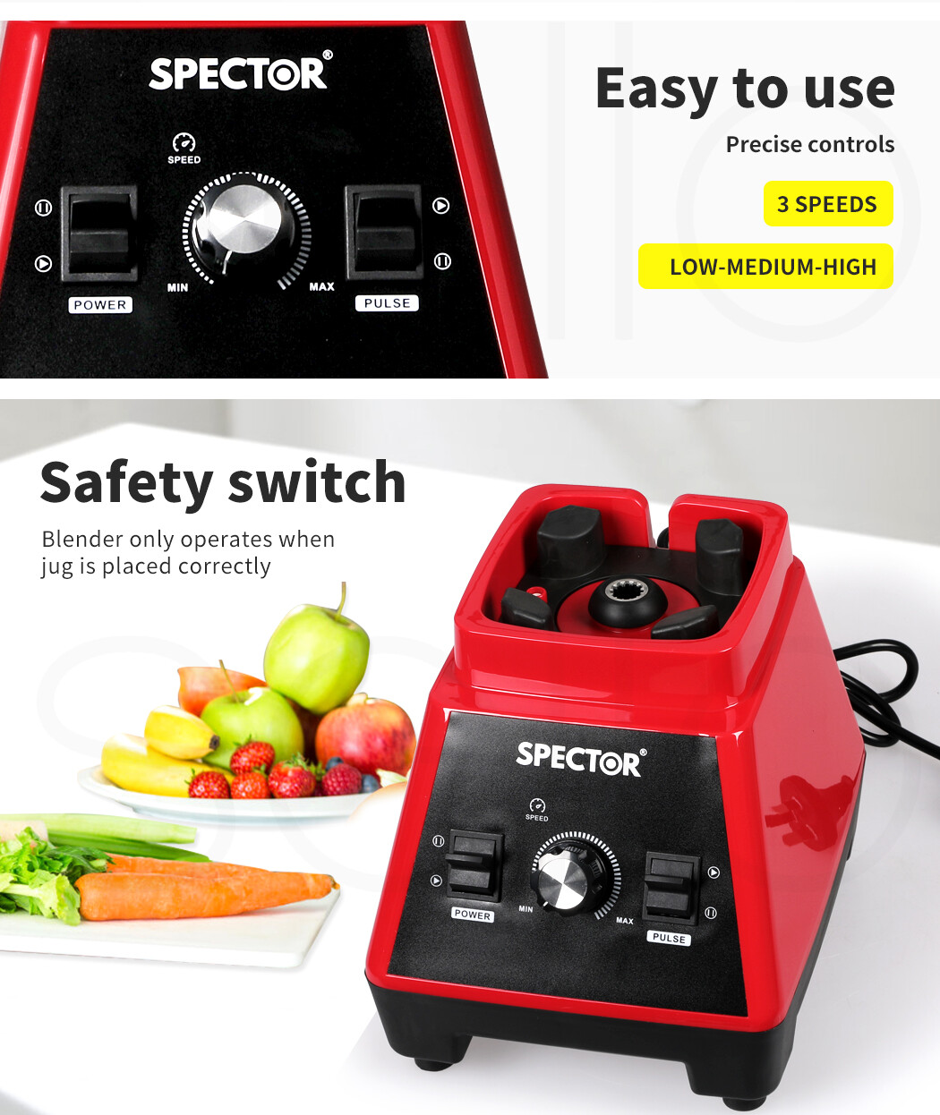 Spector 2L Commercial Blender Mixer Food Processor Juicer Smoothie Ice ...