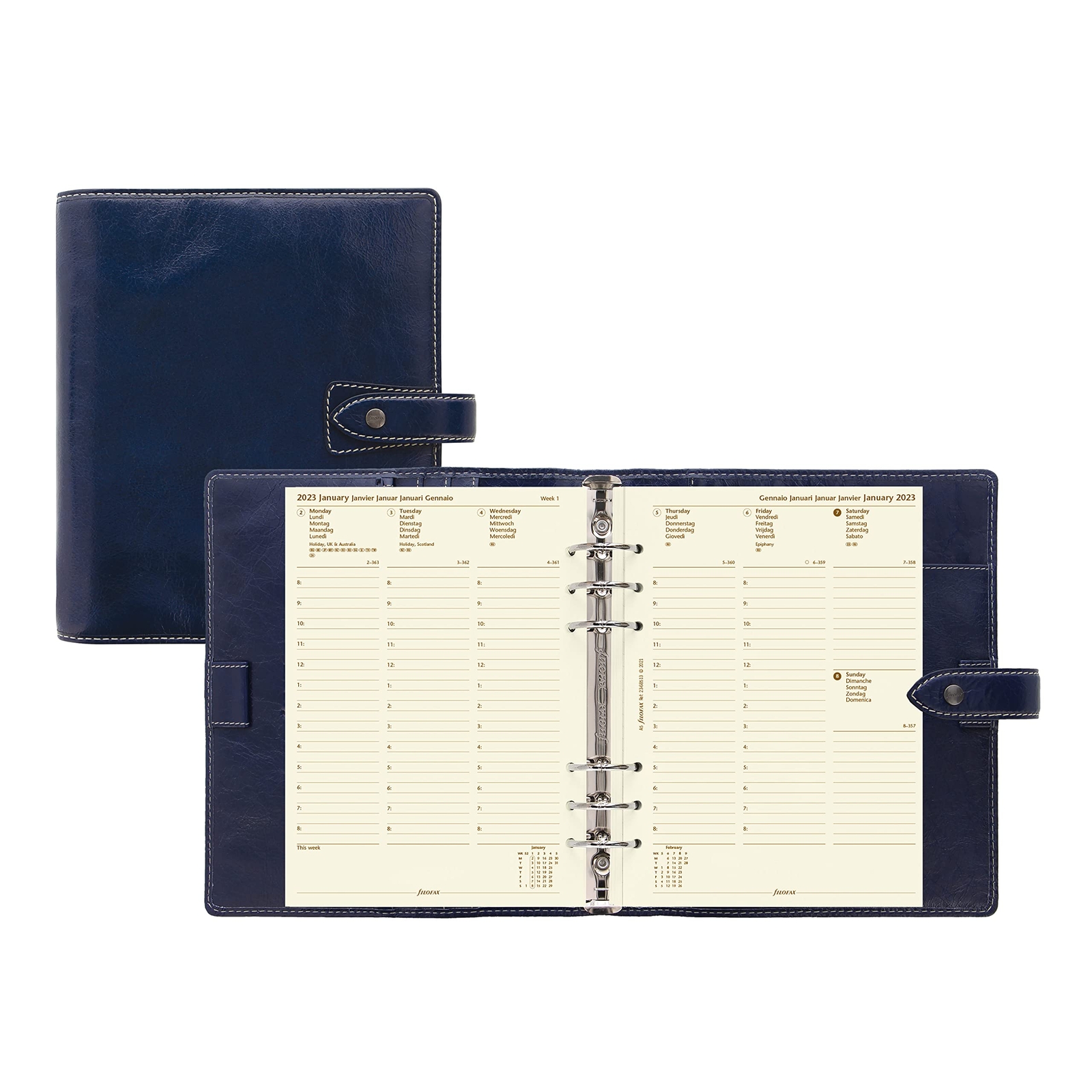 Filofax Malden Organizer Planner A5 Size Navy Full Grain Buffalo ...