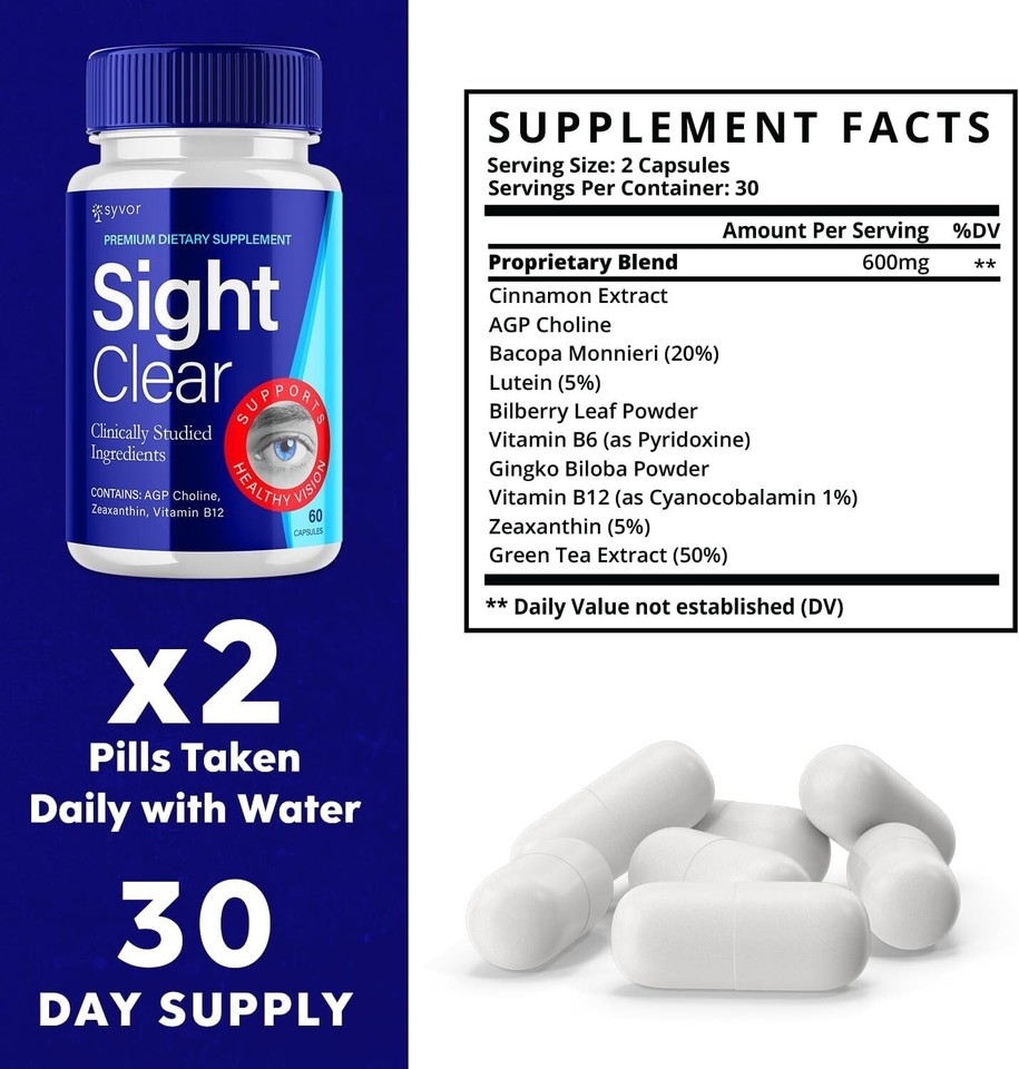 SIGHT CLEAR CAPSULES, SIGHT CLEAR 20/20 VISION VITAMIN PILLS, EYE ...