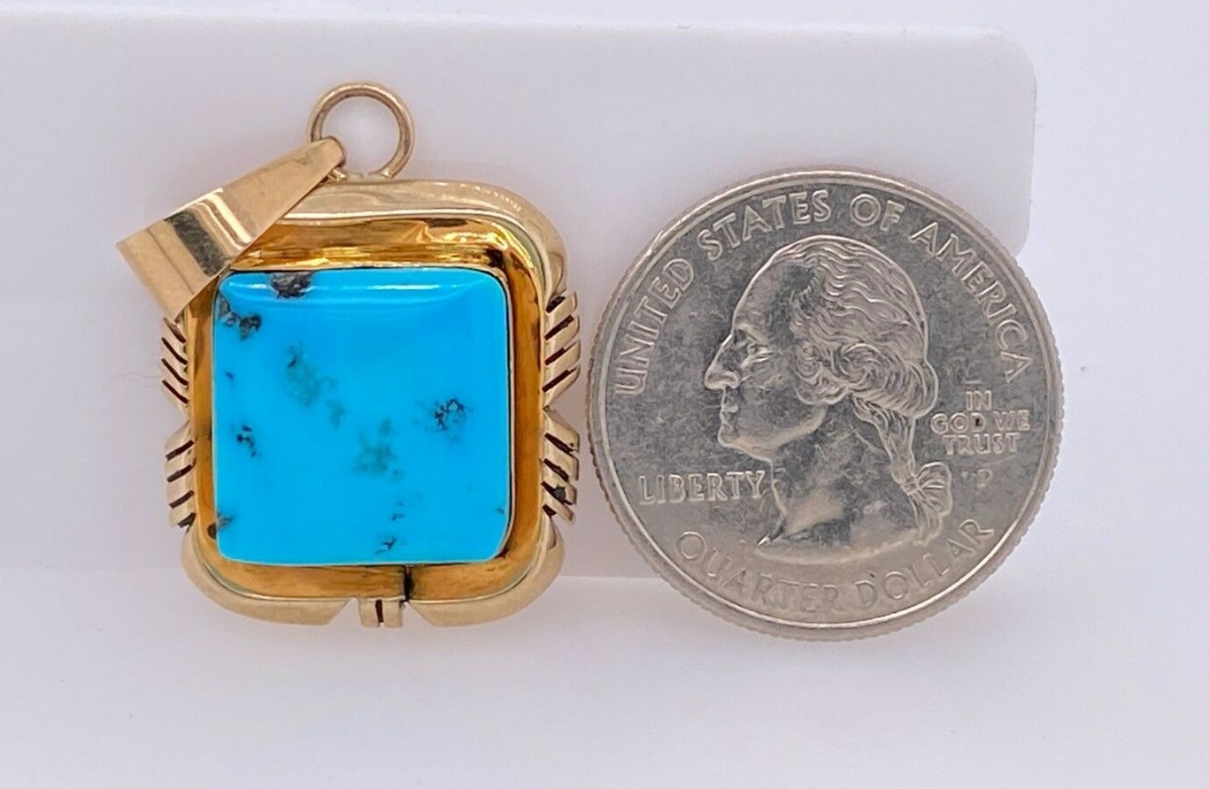 14K GOLD NATIVE AMERICAN DESIGNER HYSON CRAIG TURQUOI… - Gem
