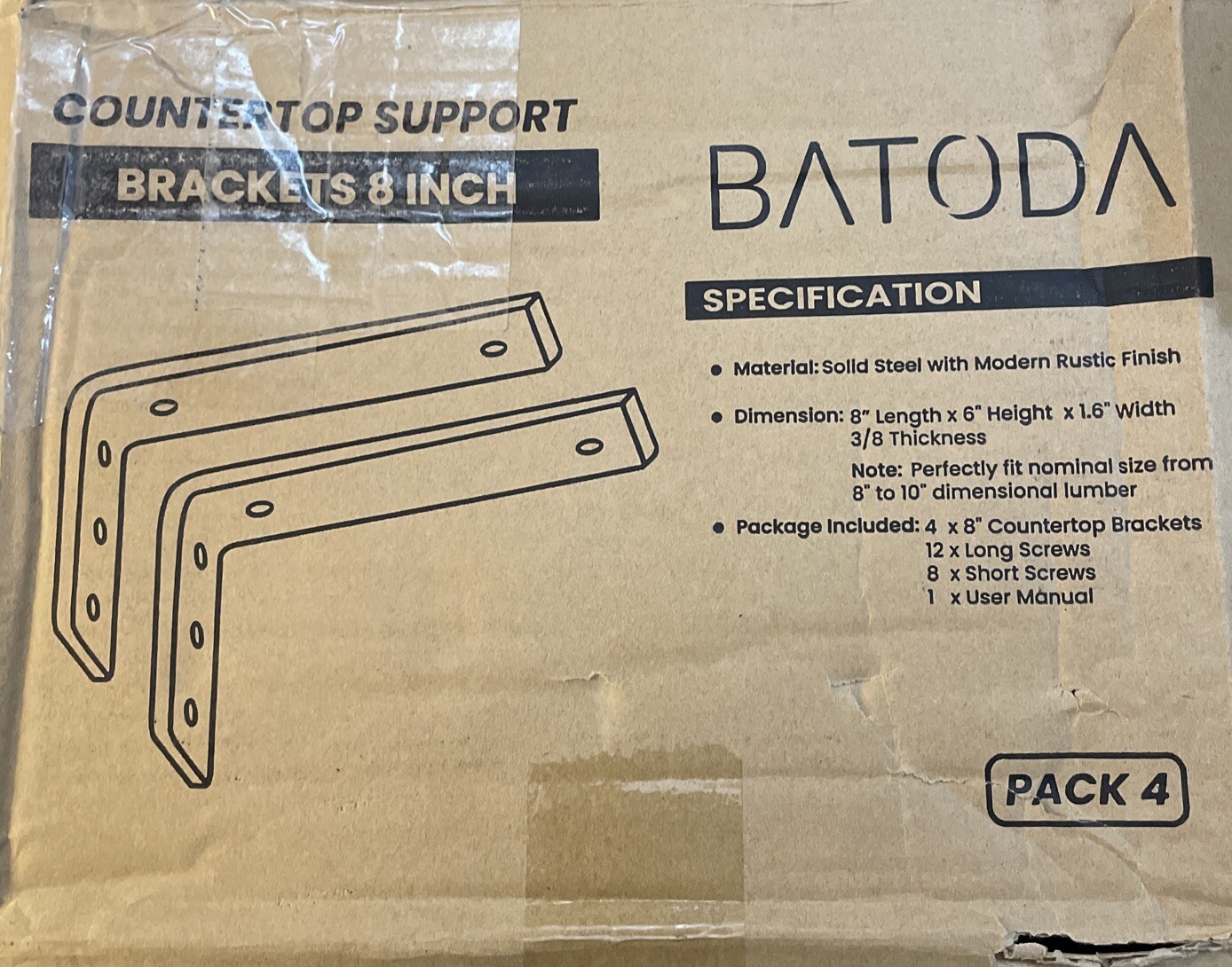 BATODA 8” Countertop Support Brackets for Granite (4 pcs) - 8Inch ...