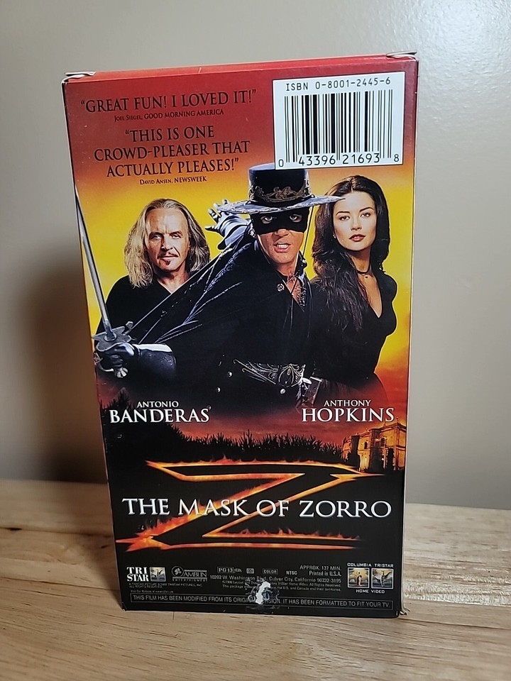 1998 THE MASK OF ZORRO VHS ANTONIO BANDERAS COLUMBIA TRISTAR VINTAGE | eBay