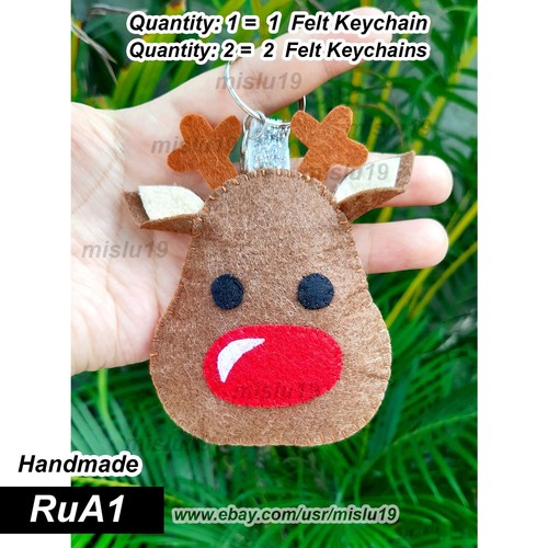 Cute Rudolph Christmas Felt Keychain Handmade, Felt Christmas Tree ...