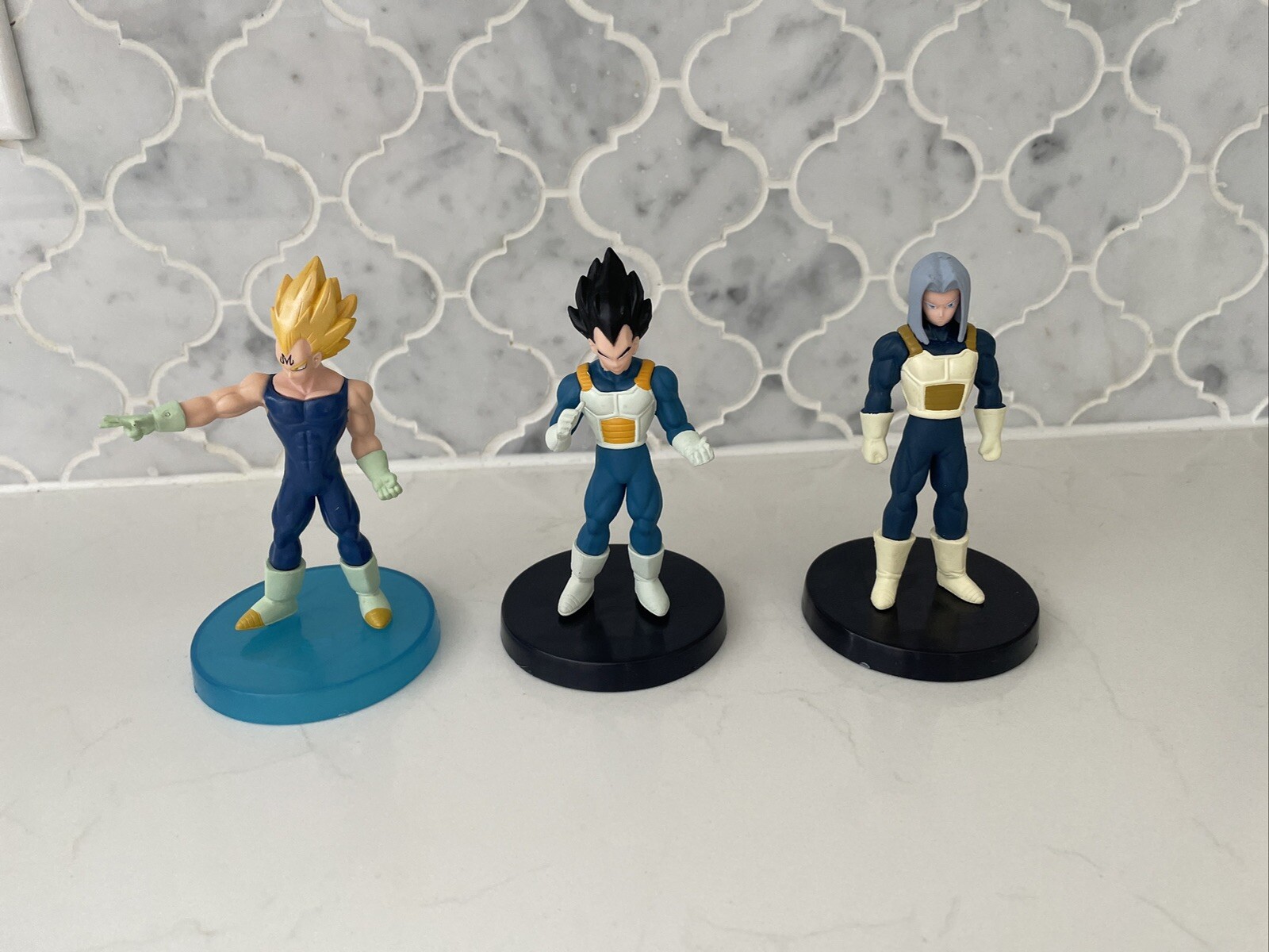 3 dragon ball z action figures, Majin Vegeta, Vegeta And Trunks With ...
